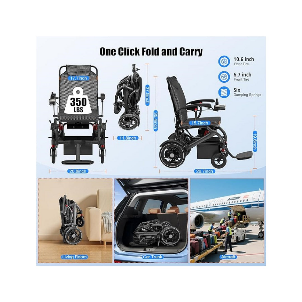Foldable Adult Electric Power Wheelchair | 500W Brushless Motor, 350lb ...